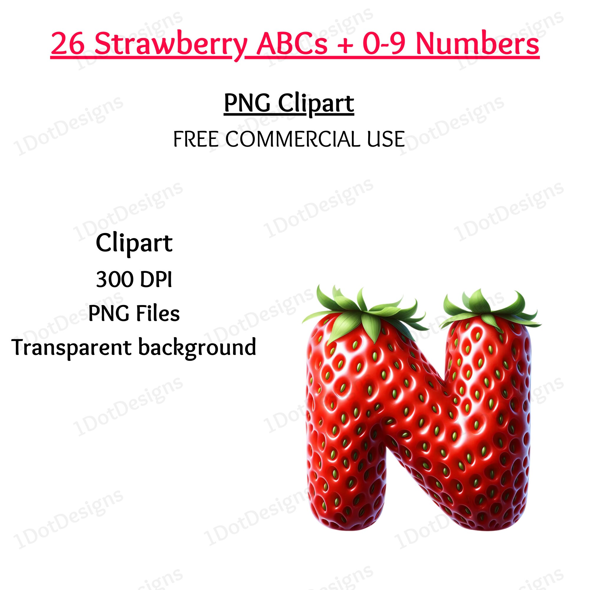 36 Strawberry Alphabet Clipart Bundle, Strawberry PNG, Letters Clipart ...