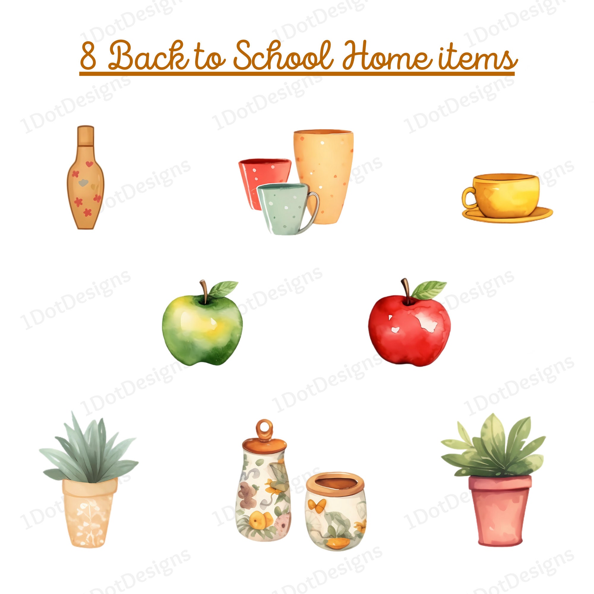 Back to School Clipart Bundle, School PNG, Watercolor Clipart, Back to ...