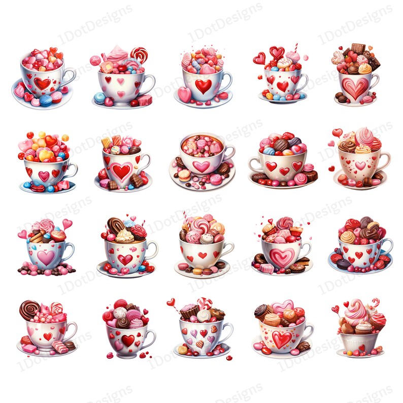 Valentine Sweets Mug Clipart Bundle Sweets Clipart - Etsy