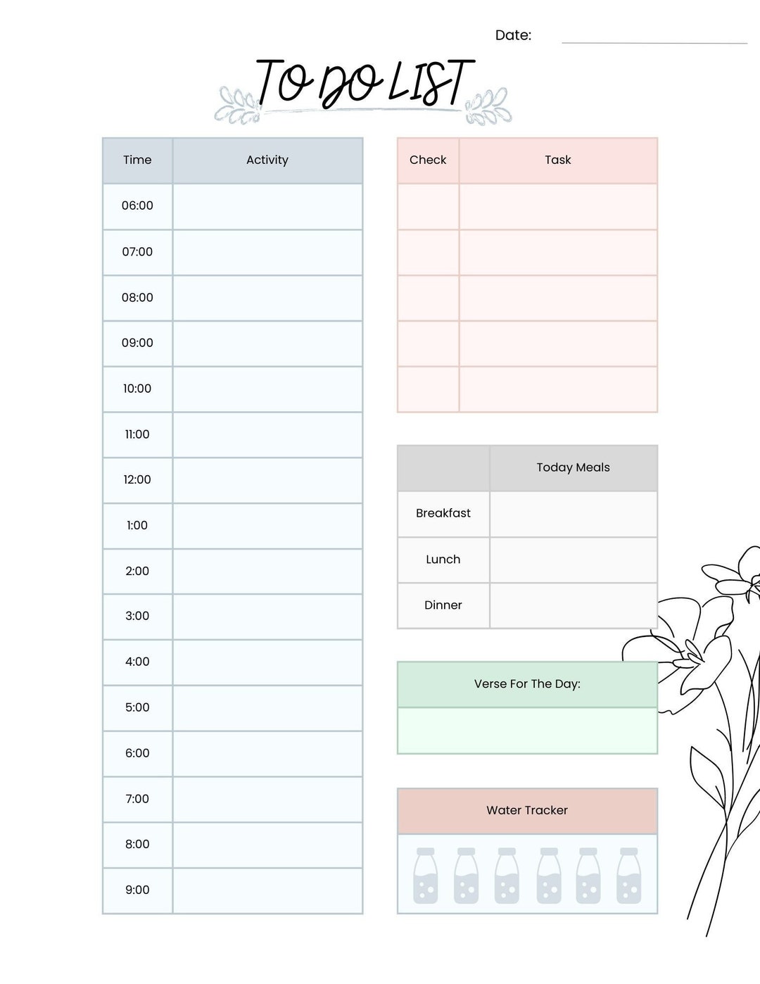 Editable to Do List , Daily to Do List, Grocery List, Digital Download ...