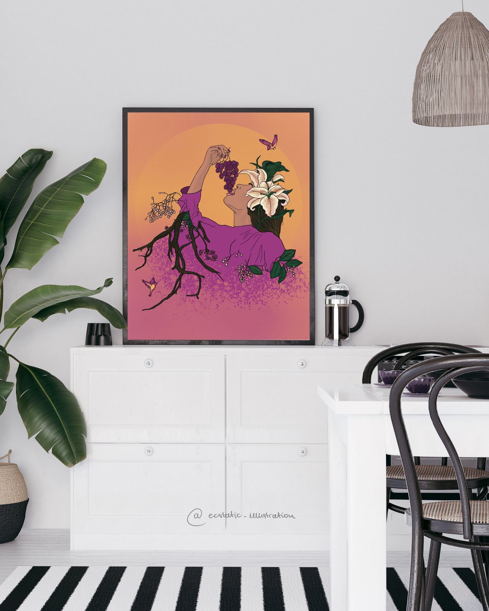 Botanical Symbiosis: Aesthetic Female Poster for Home Decor, Colorful ...