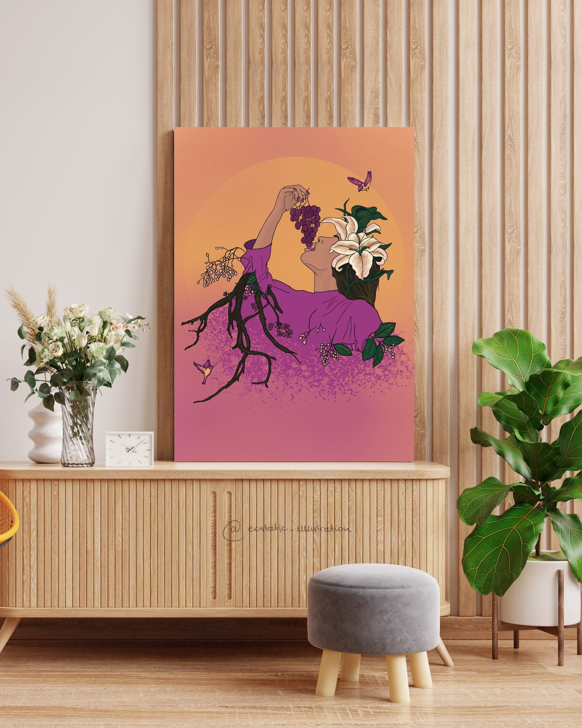 Botanical Symbiosis: Aesthetic Female Poster for Home Decor, Colorful ...