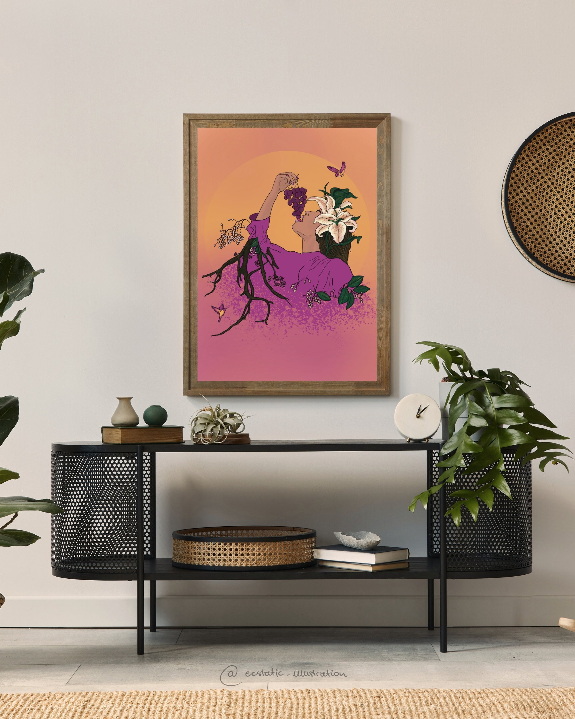 Botanical Symbiosis: Aesthetic Female Poster for Home Decor, Colorful ...