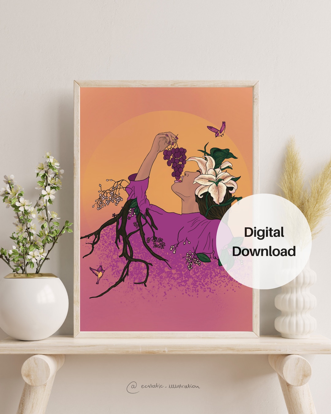 Botanical Symbiosis: Aesthetic Female Poster for Home Decor, Colorful ...