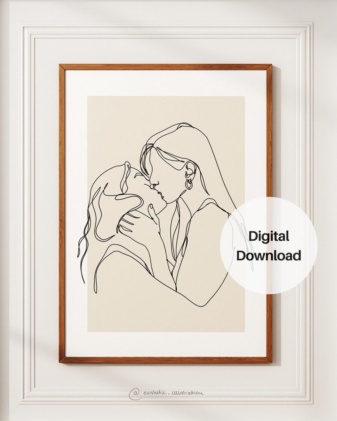 Minimalist Line Art Lesbian Couple Line Art Couple Lesbian Kiss for ...