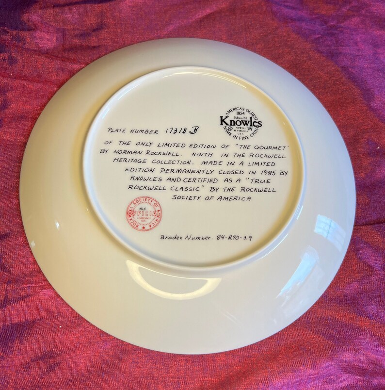 1985 Normal Rockwell Collectible Plate 'the Gourmet' by the Bradford ...