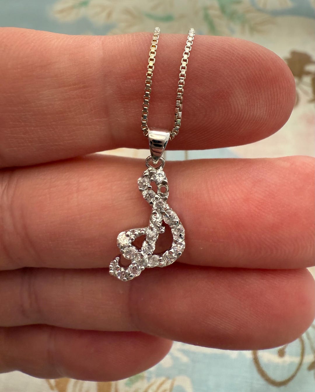 Vintage Cursive Silver Pave Letter ‘S’ Pendant. *new With Tags - Etsy