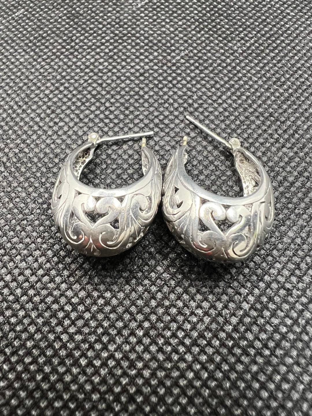 Vintage Silver Filigree Puffy Hoops - Etsy