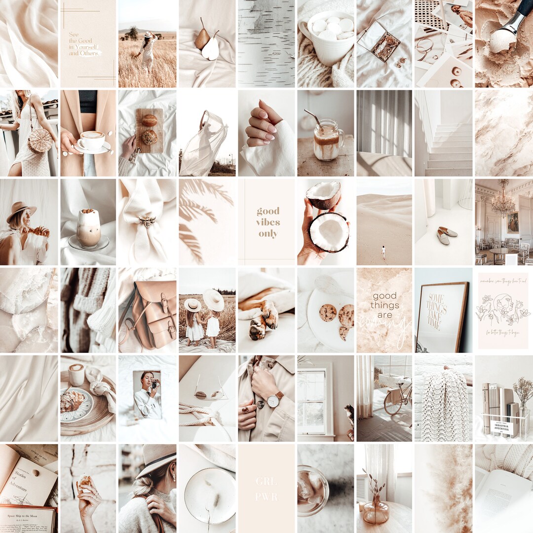 Neutral Beige PRINTED 30/60/100pc COLLAGE KIT Neutral Beige Aesthetic ...