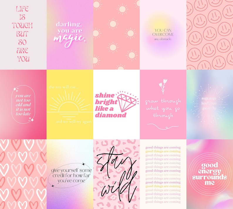 Positive Vibes Collage Kit | Instant Digital Download | 100 Prints ...