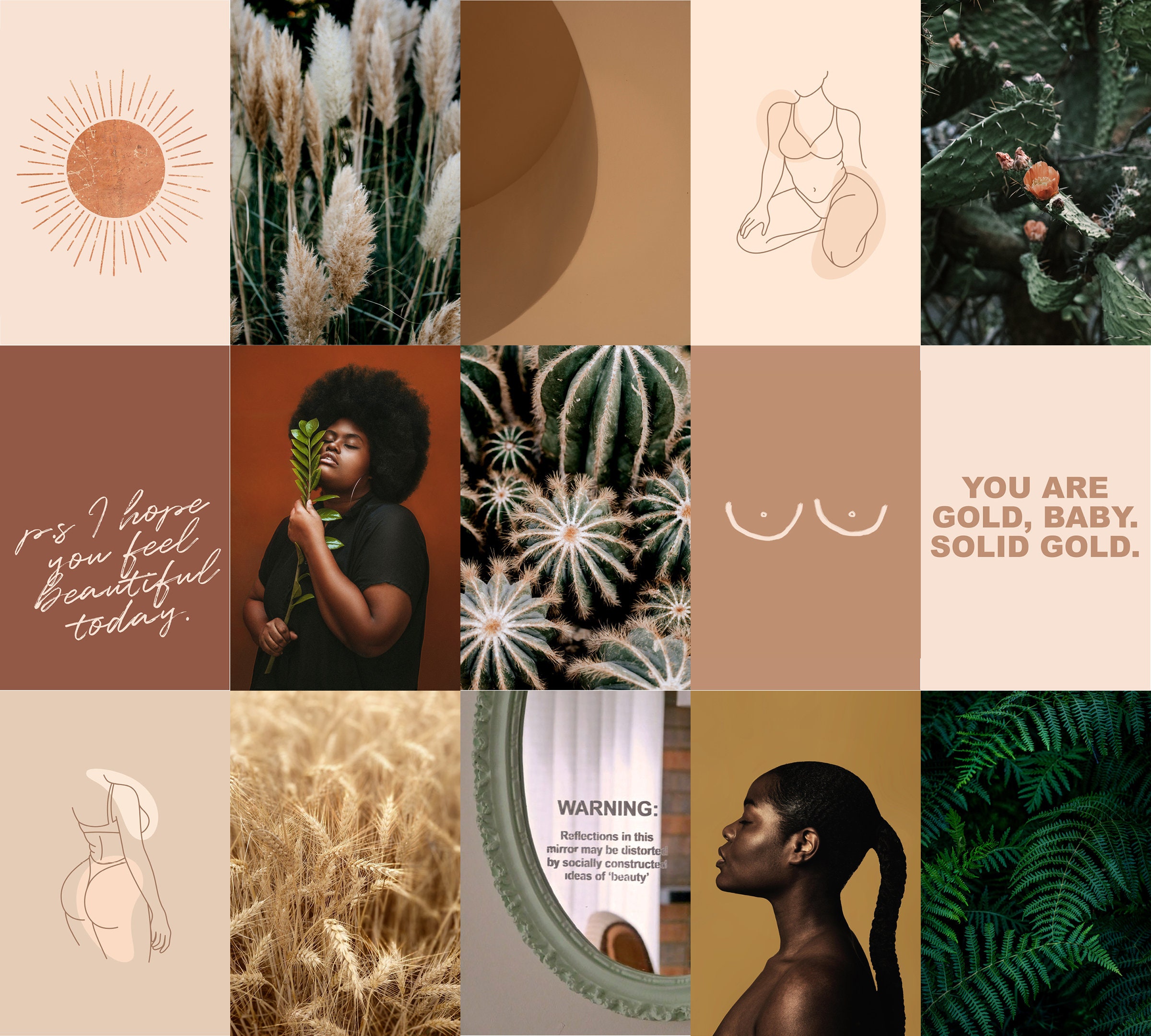 Boho Aesthetic Collage Kit | Body Positivity Photo Cards | 30/60 Pc 4x6 ...
