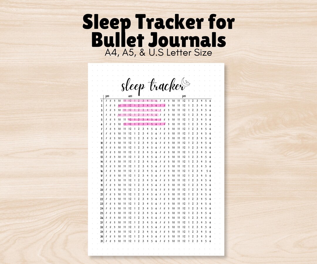 Sleep Tracker Bullet Journal Printable File | Minimal Block Letter ...