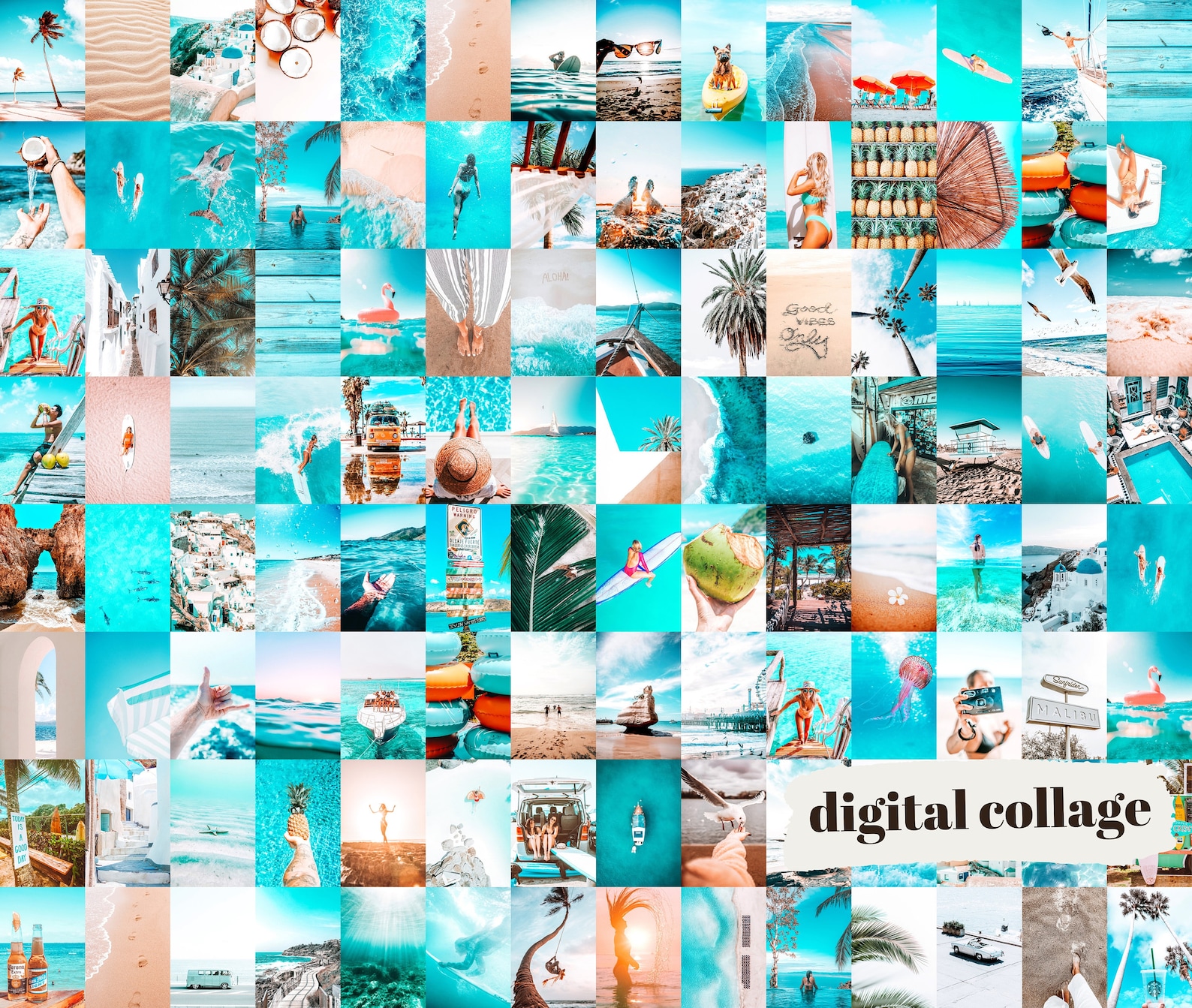 Beach Collage Kit | 100 Prints | Turquoise Waters Aesthetic Room Decor ...