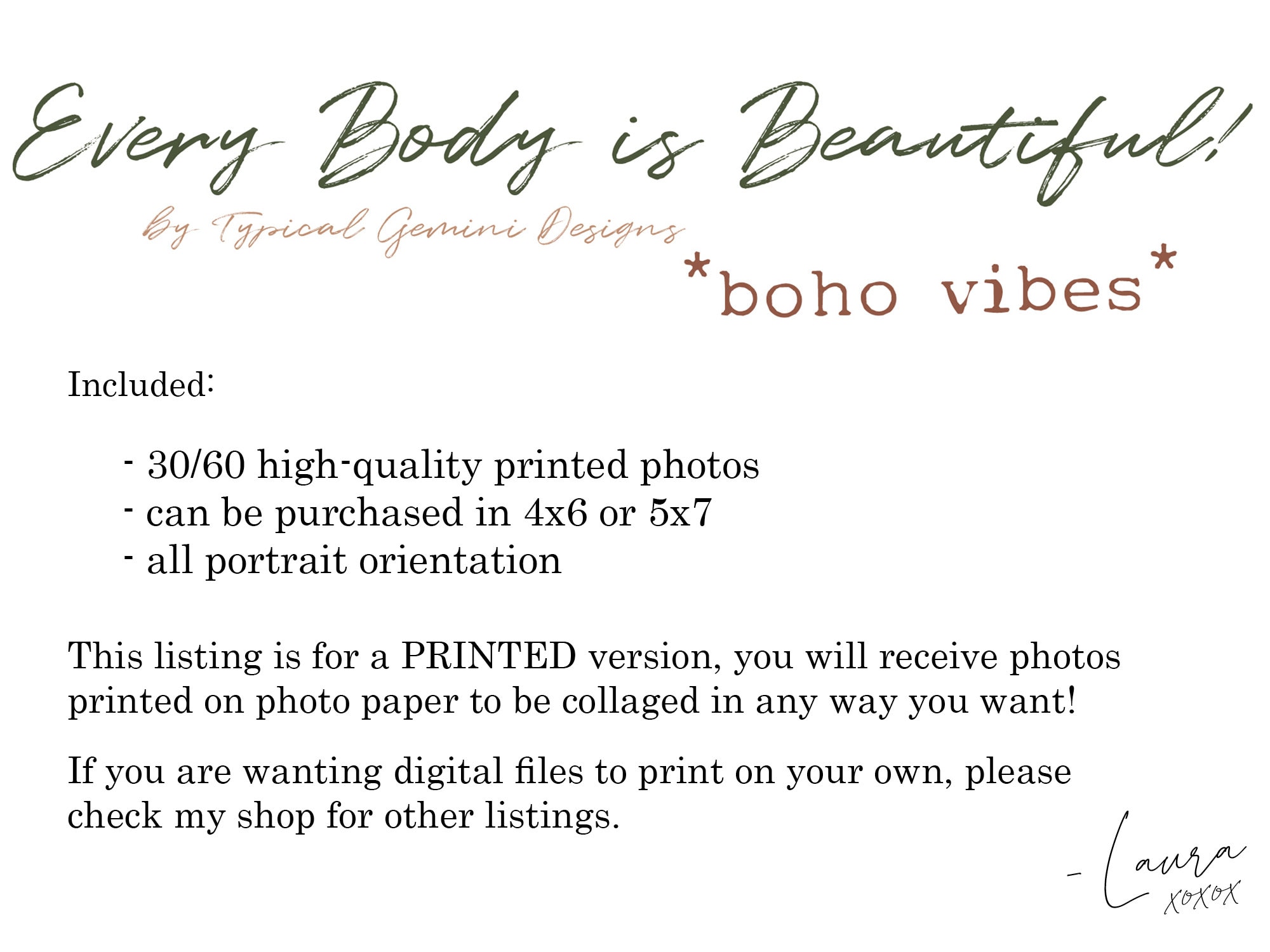 Boho Aesthetic Collage Kit | Body Positivity Photo Cards | 30/60 Pc 4x6 ...