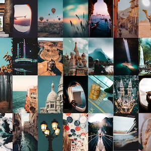 Travel Collage Kit Instant Digital Download 115 Prints Teal Travel ...