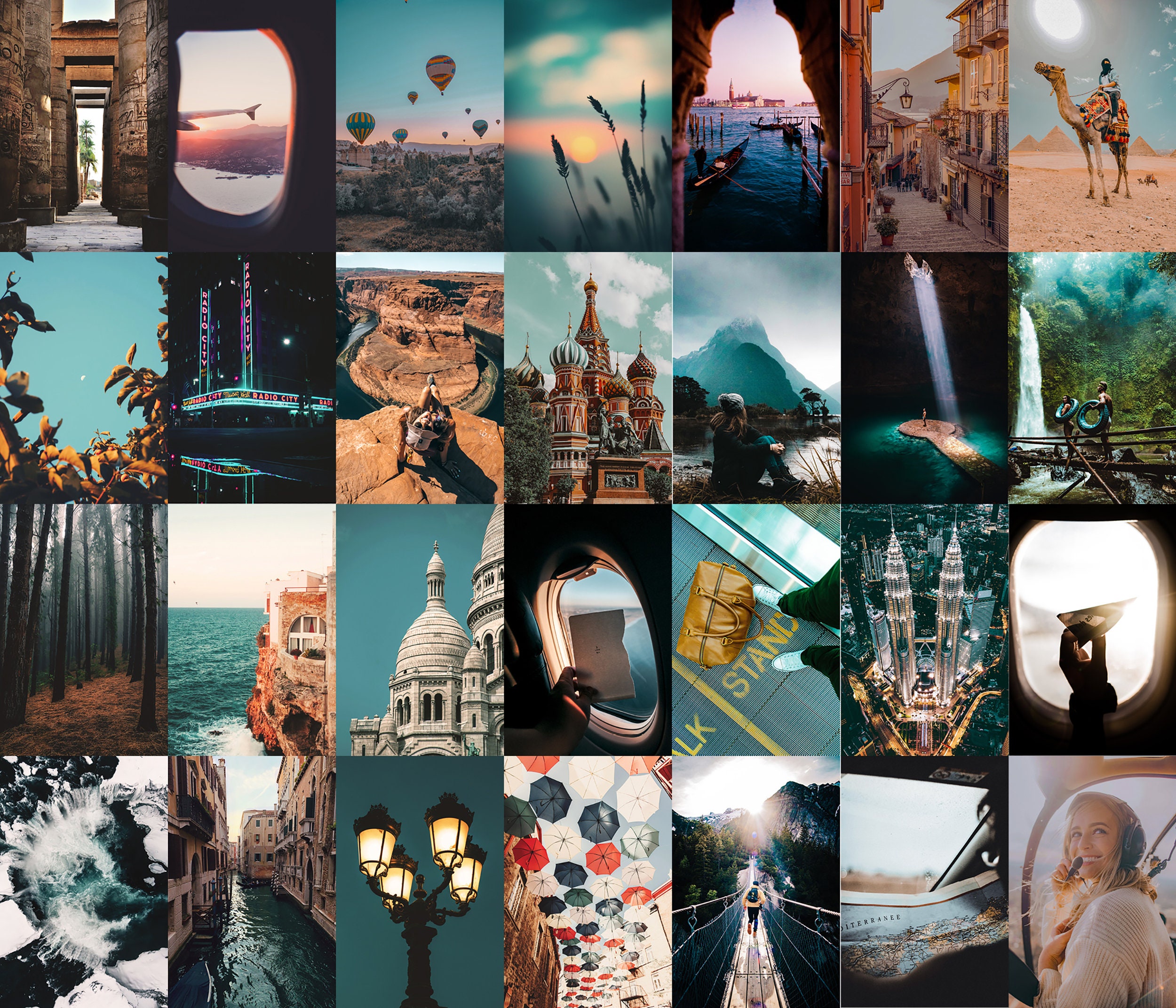 Travel Collage Kit | Instant Digital Download | 115 Prints | Teal ...