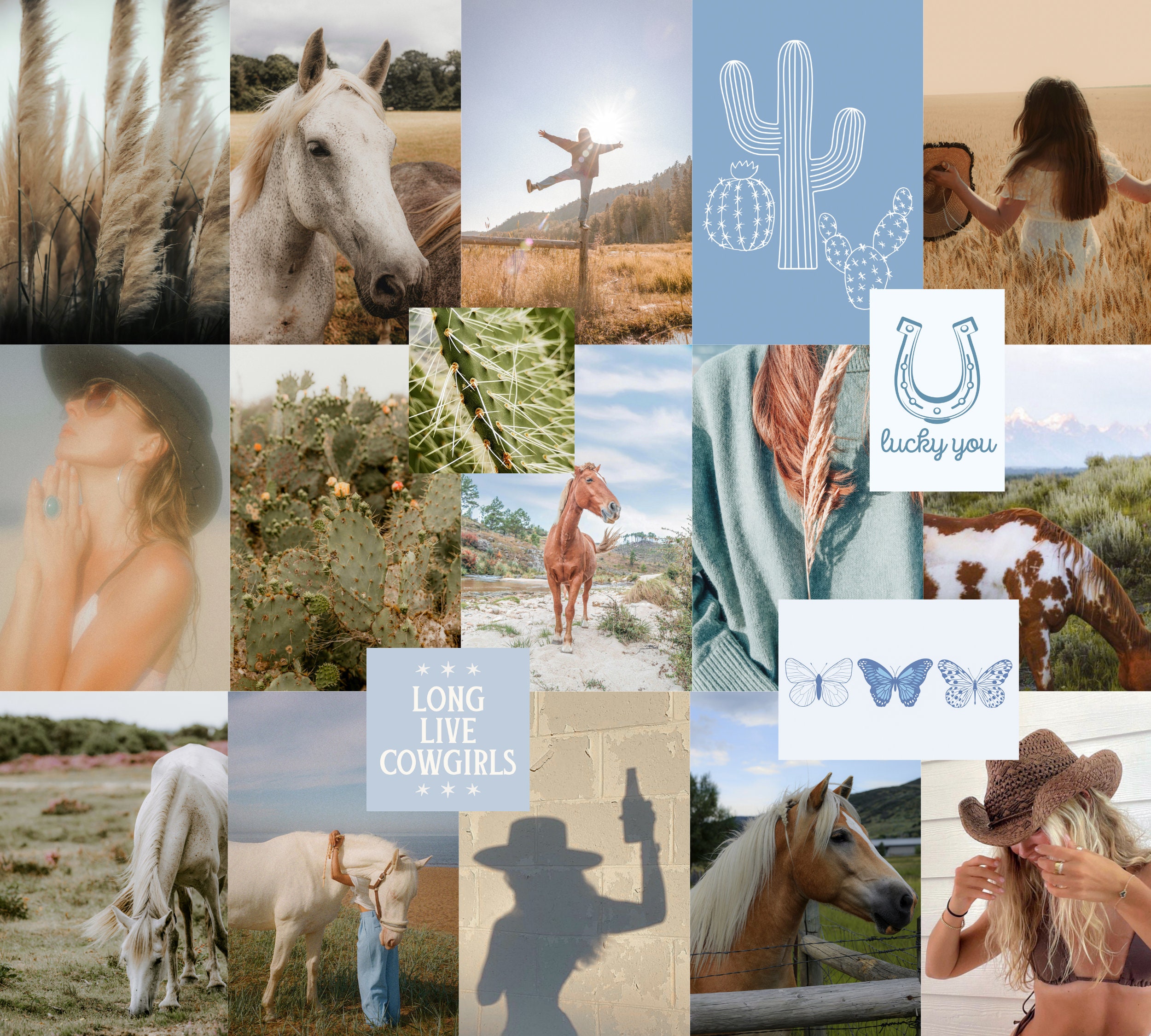 Coastal Cowgirl Collage Kit | Instant Digital Download | 155 Prints ...