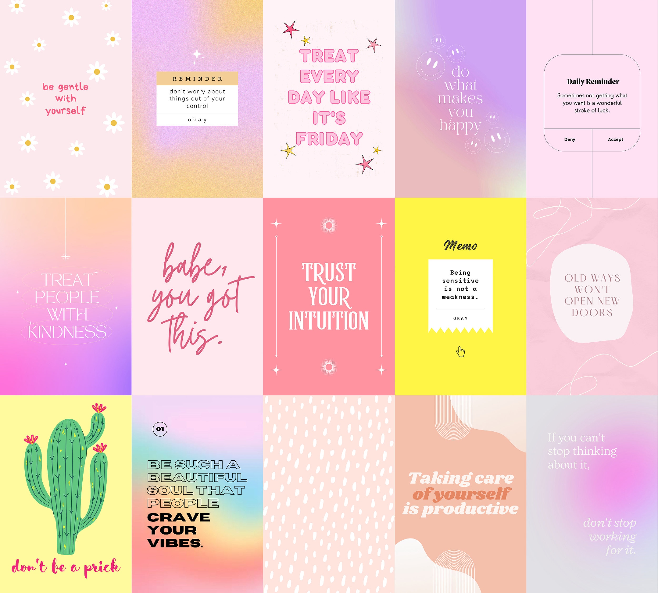 Positive Vibes Collage Kit | Instant Digital Download | 100 Prints ...