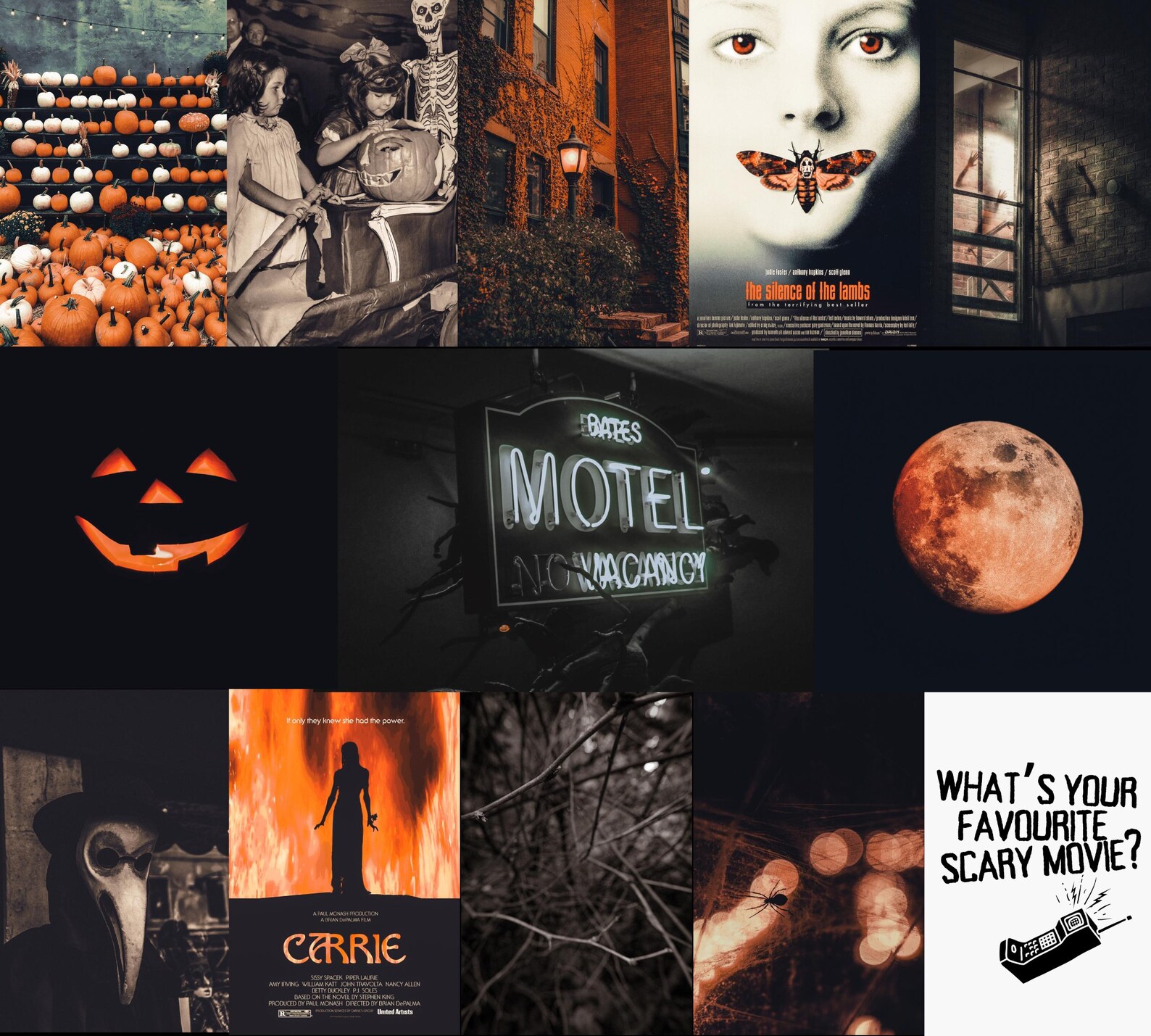 Scary Movie Collage Kit | 225 Prints | Halloween Aesthetic Printable ...