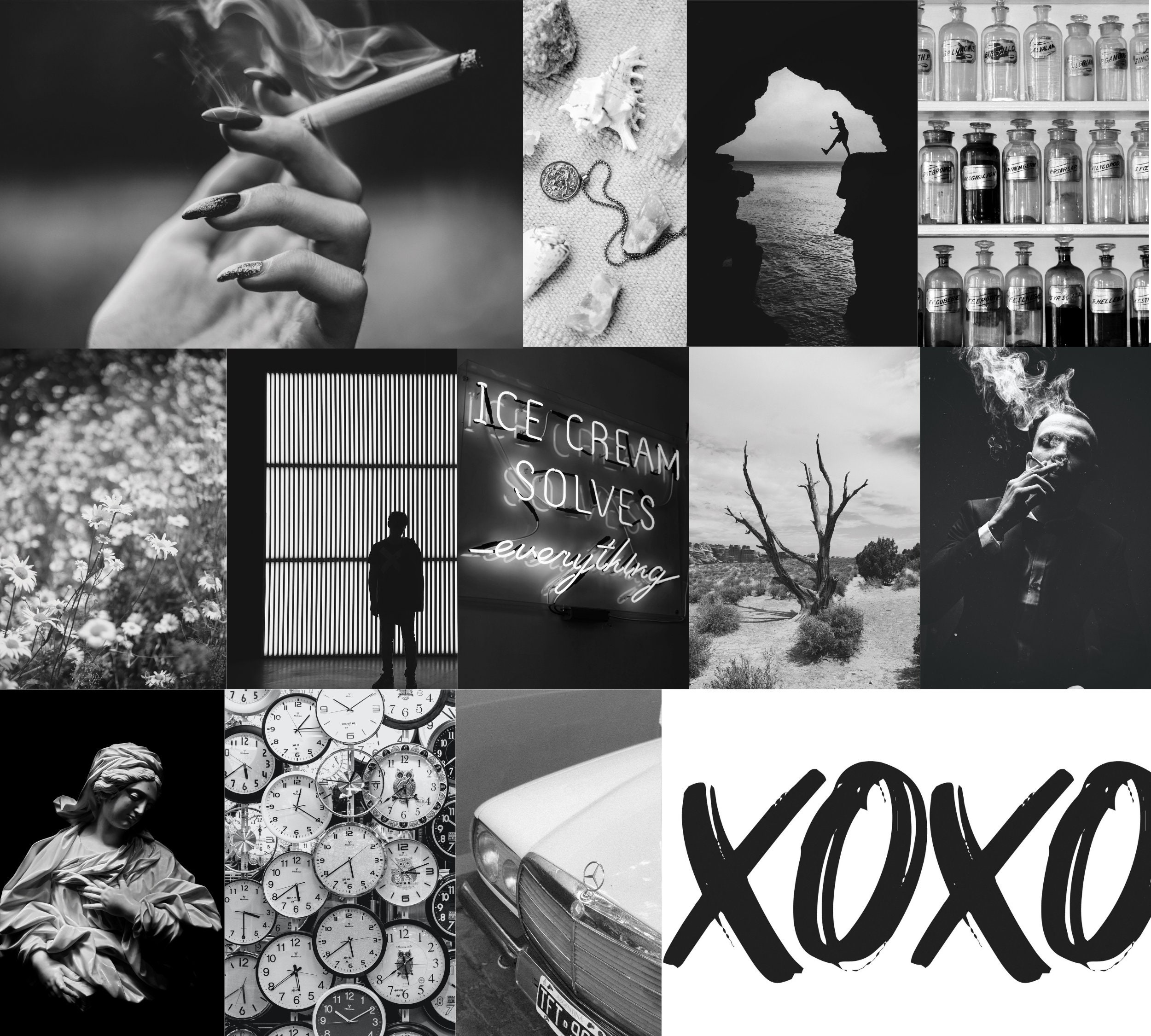 Monochrome Collage Kit Instant Digital Download 140 Prints Black ...