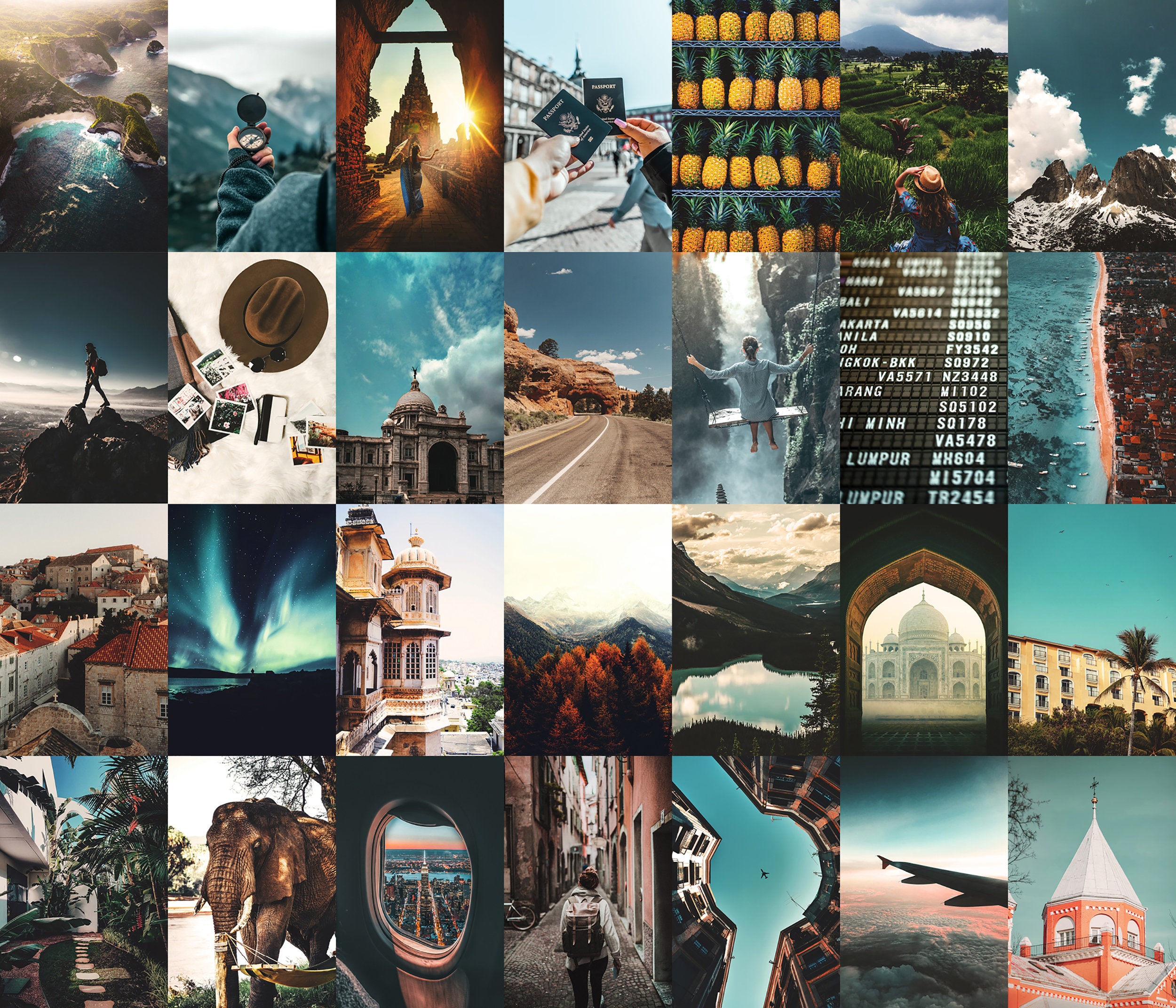Travel Collage Kit | Instant Digital Download | 115 Prints | Teal ...