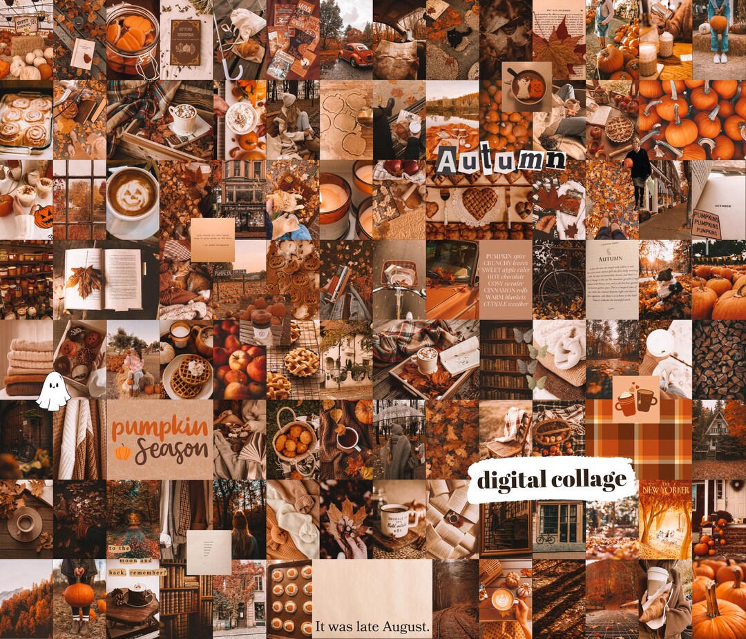 Pumpkin Spice Aesthetic Collage Kit | 135 Prints | Autumn Wall Art ...