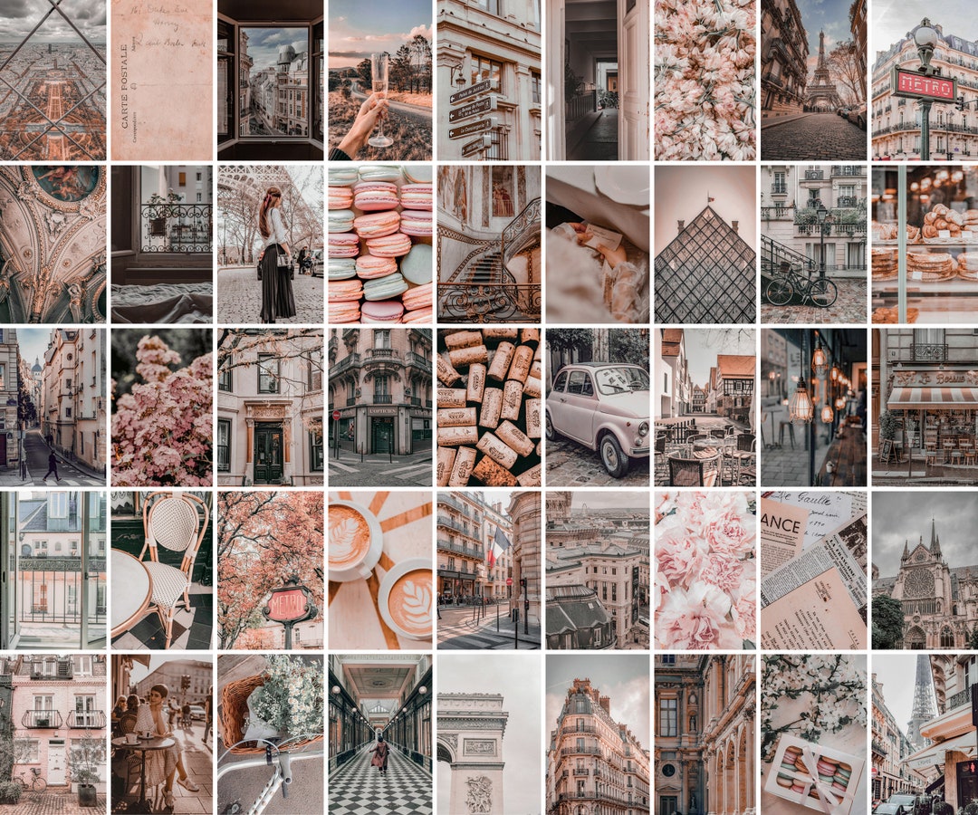 Paris Aesthetic Collage Kit | Set of 30/60/100 Prints | Photo Cards for ...