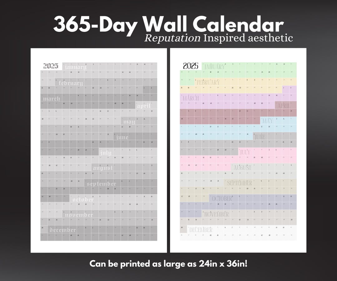 2025 Full Year Calendar REPUTATION Inspired Printable Year-at-a-glance ...