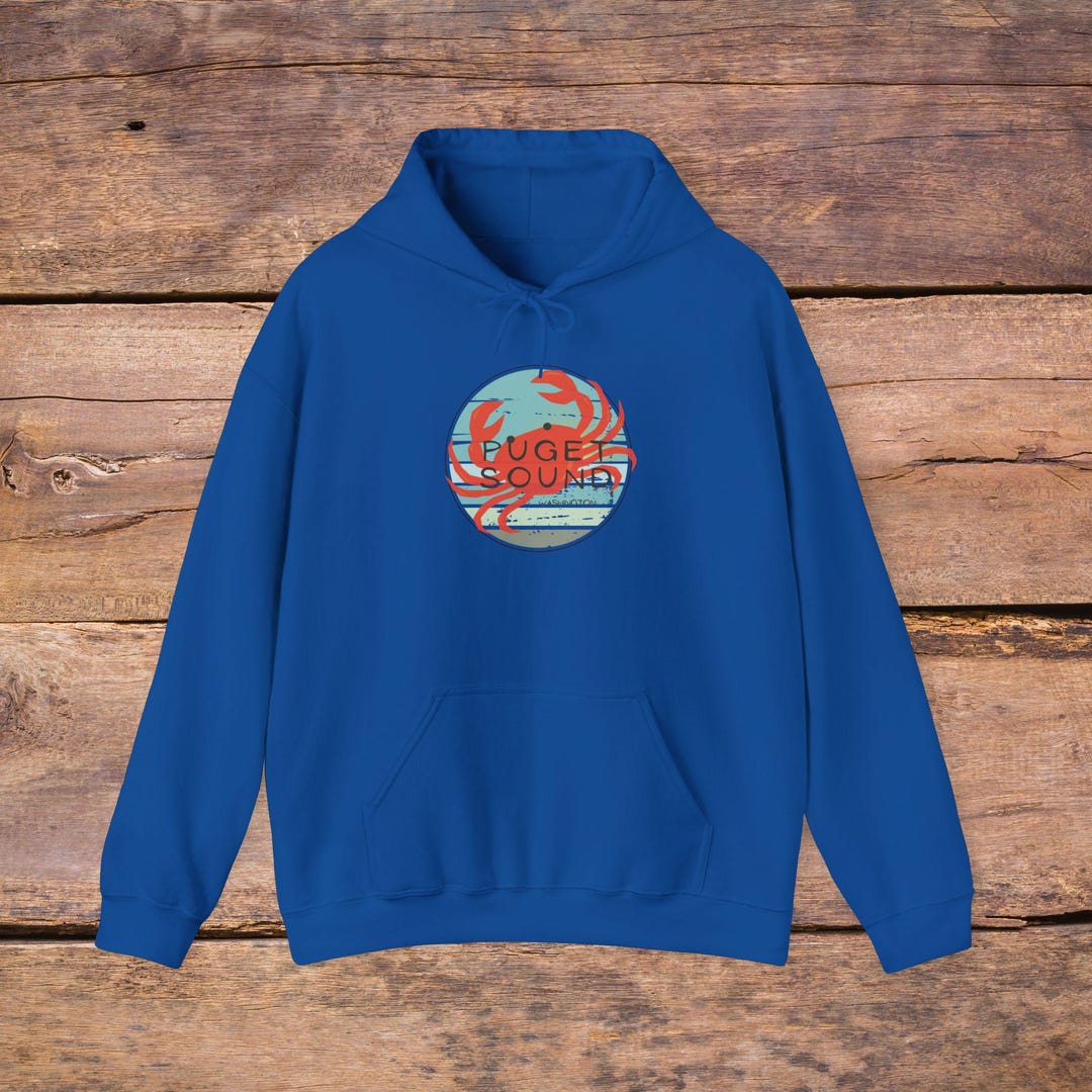 Puget Sound Washington Crab Lover Hooded Sweatshirt, Pacific Northwest ...