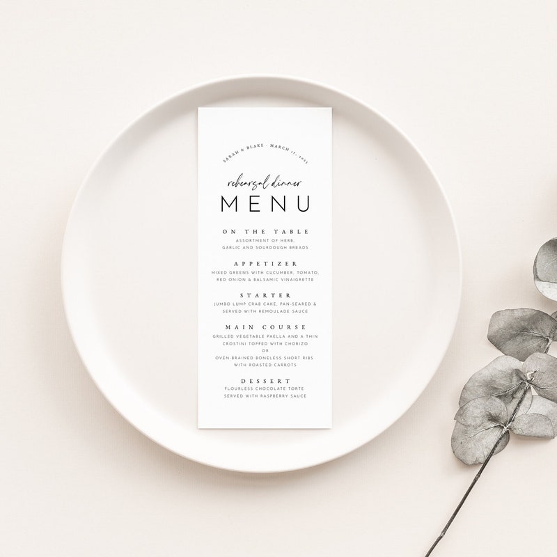 Wedding Dinner Menus - Etsy