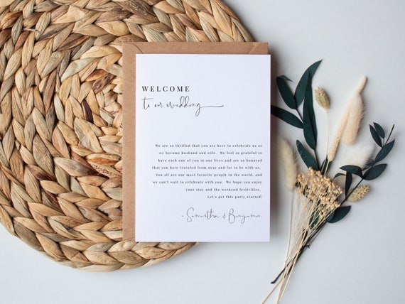 Wedding Welcome Card Wedding Welcome Bag Note Wedding Card - Etsy