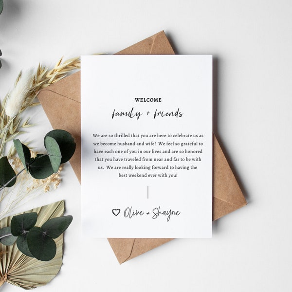 Shop Hotel Welcome Card Online - Etsy