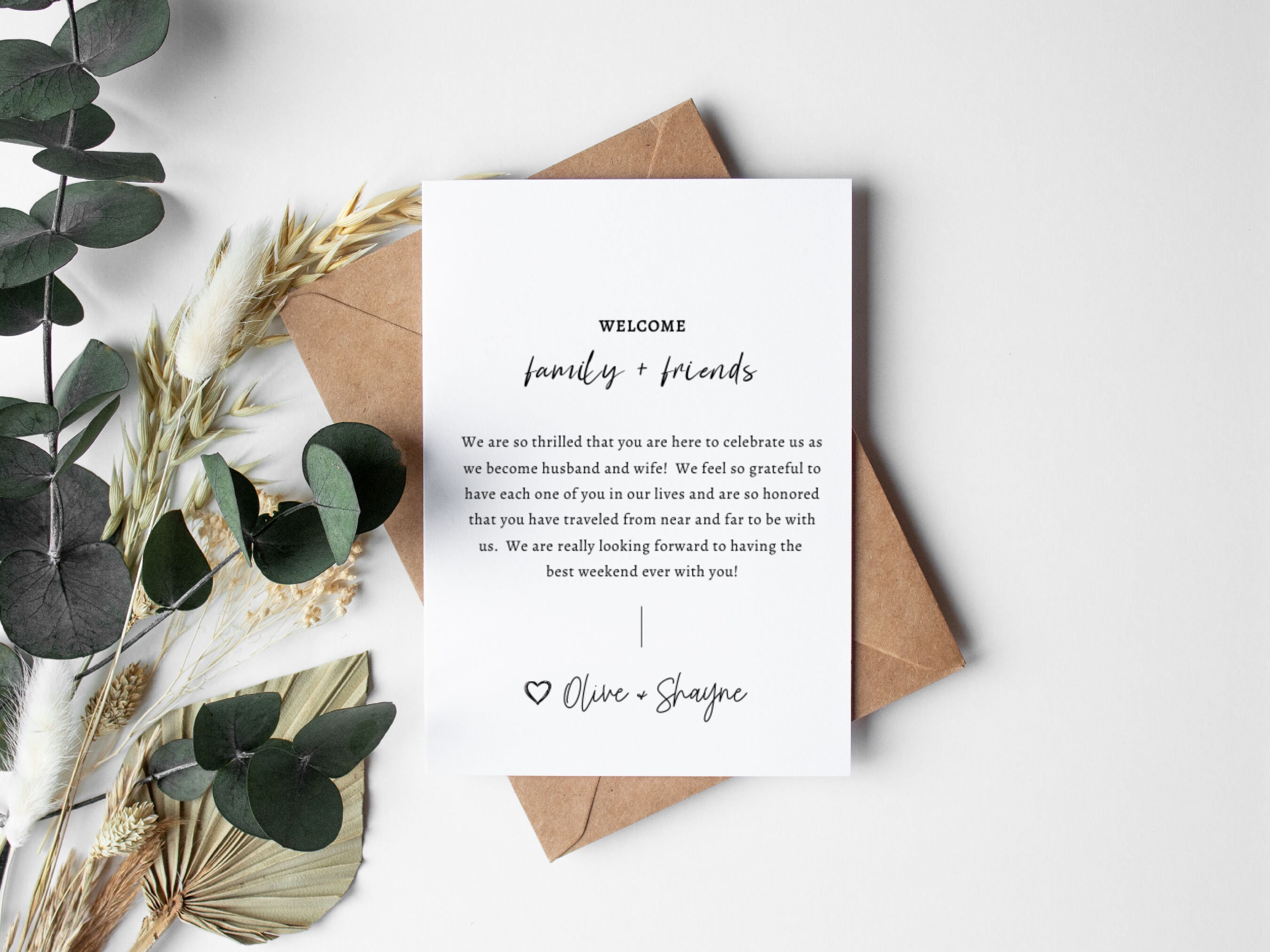 Welcome Letter Template Wedding Itinerary Card Welcome Bag Letter 