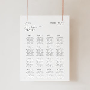 Editable Modern Seating Chart Template, Printable Wedding Seating Chart ...