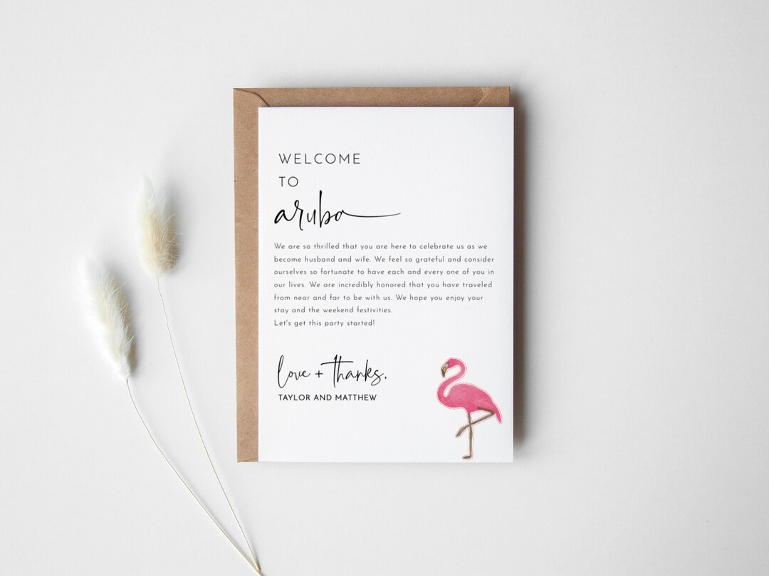 Beach Wedding Welcome Letter Template, Hotel Guest Bag Welcome Note ...