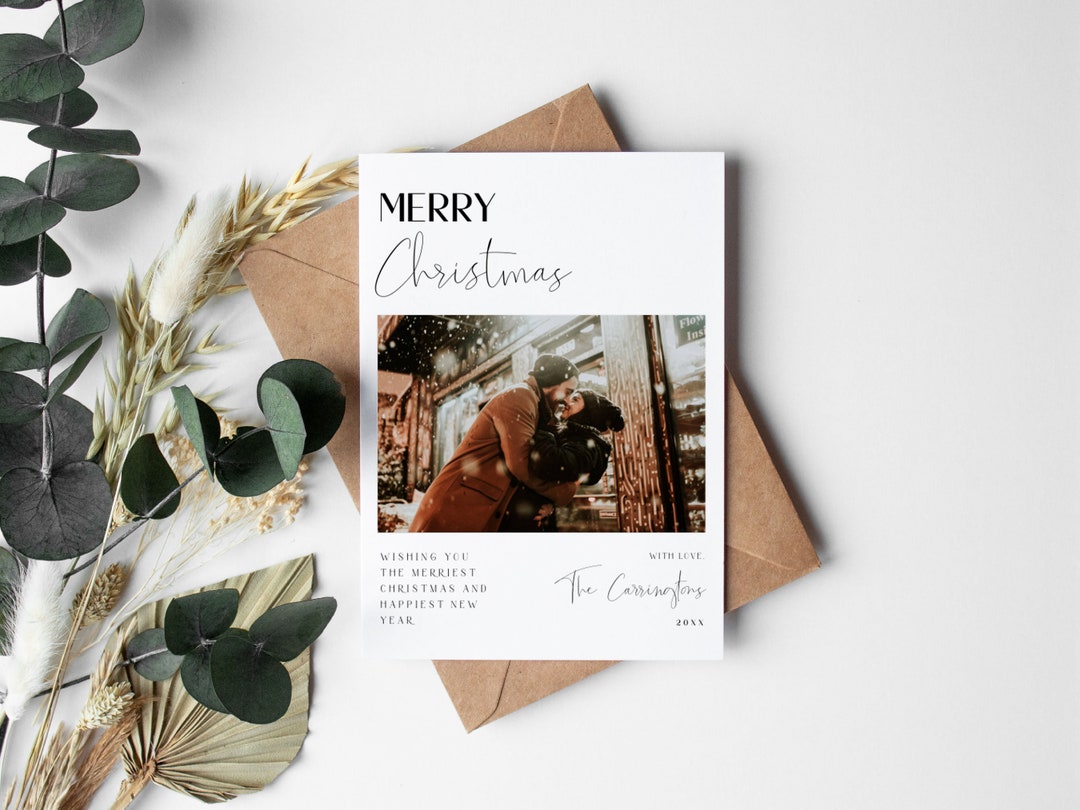 Printable Holiday Card Template Merry Christmas Photo Card - Etsy
