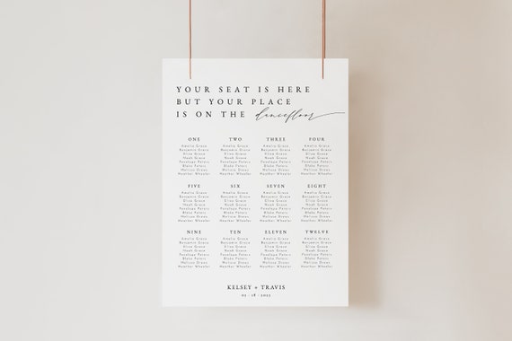 Editable Modern Seating Chart Template Printable Wedding - Etsy