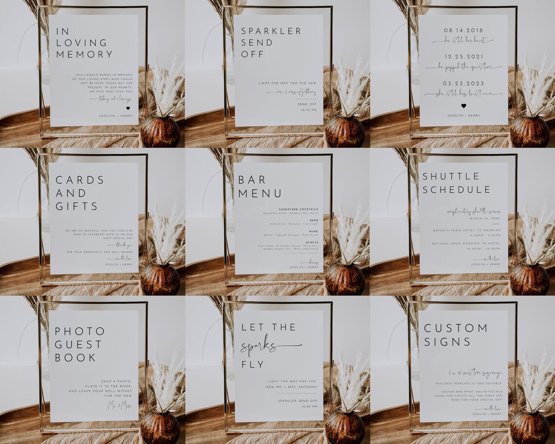 Minimalist Wedding Reception Sign Bundle 20 Printable Wedding - Etsy