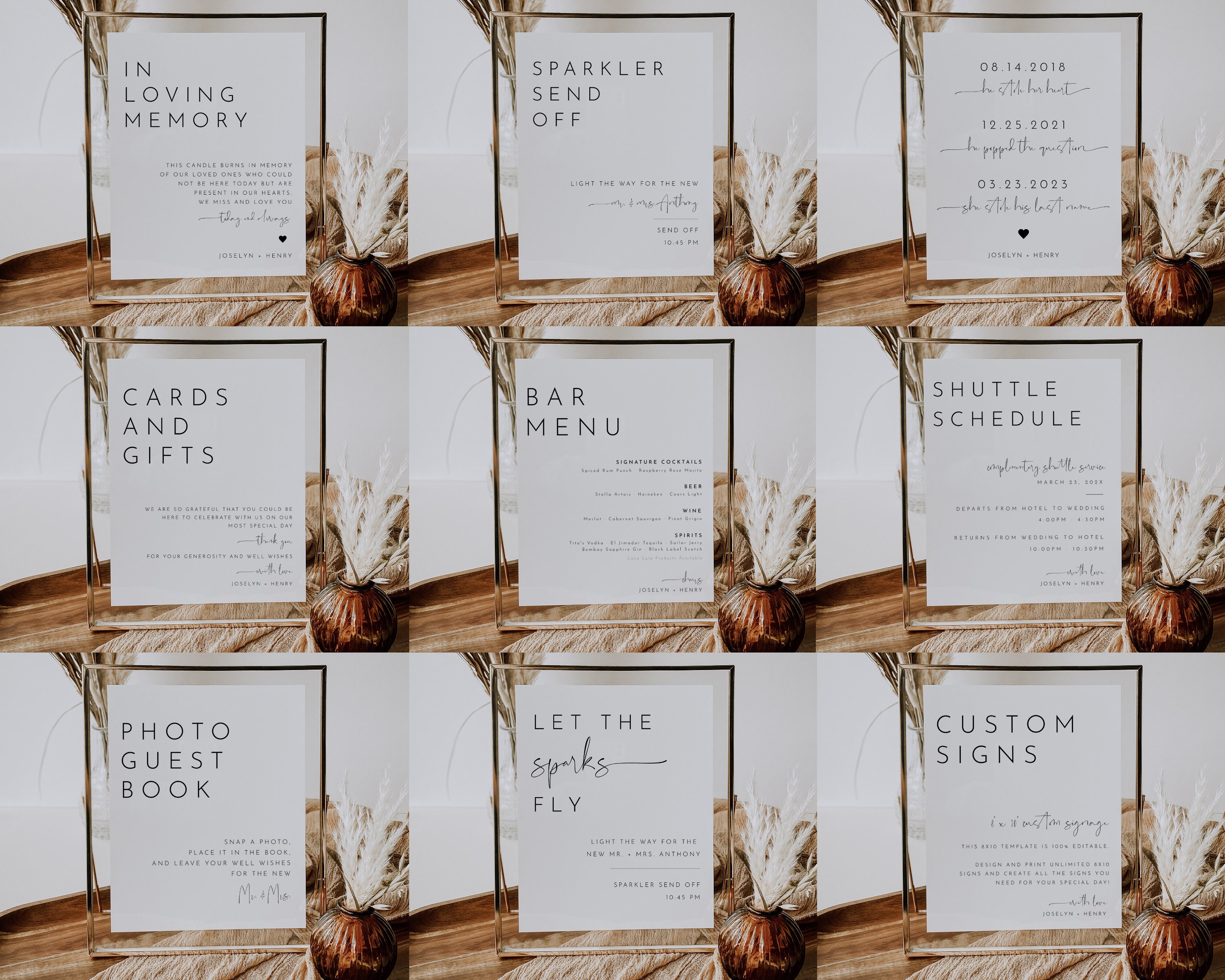 Minimalist Wedding Reception Sign Bundle 20 Printable Wedding - Etsy