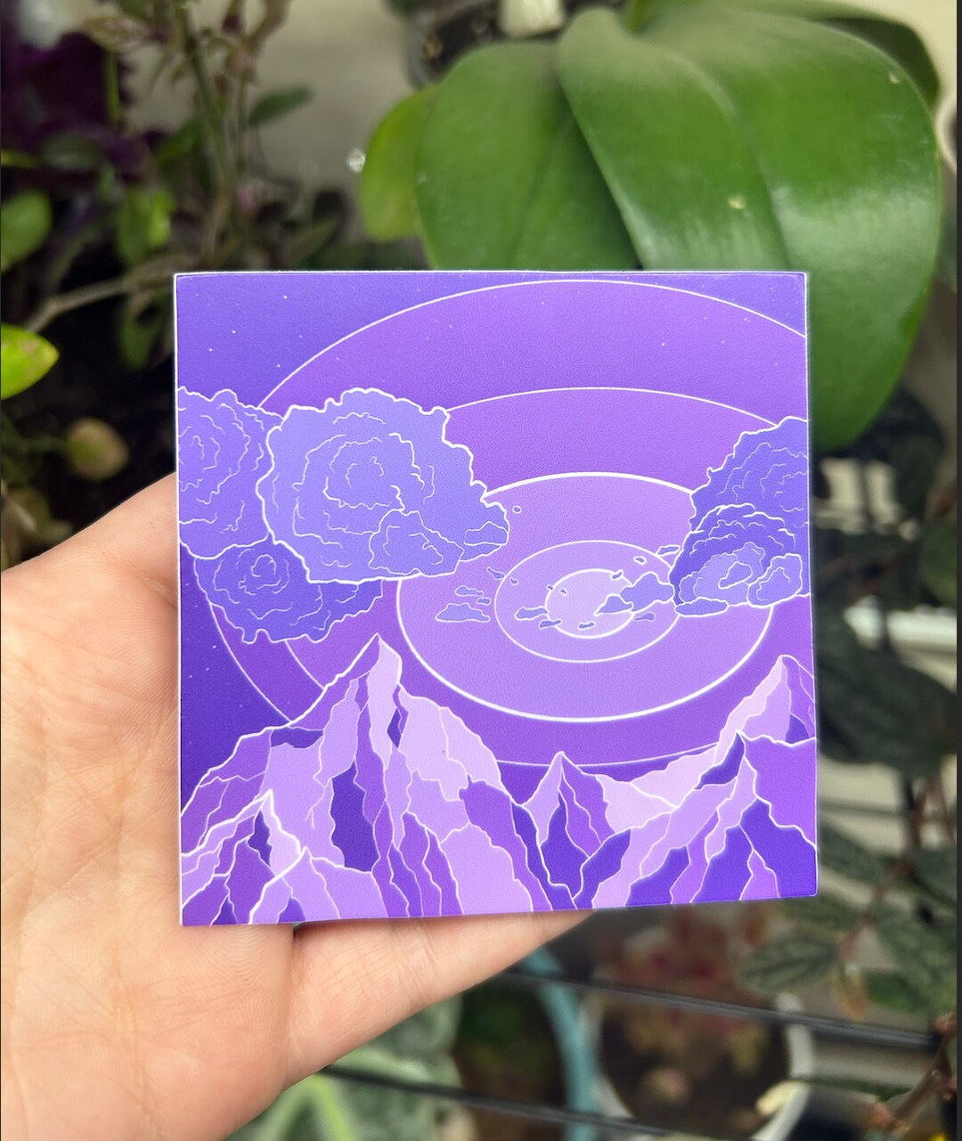 Purple Land Vinyl Sticker, Purple Clouds, Mountains, Landscape ...