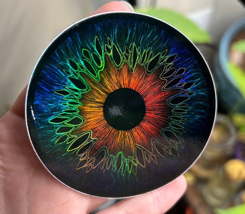 Rainbow Holographic Iris Eye Vinyl Sticker for Laptop, Water Bottle ...