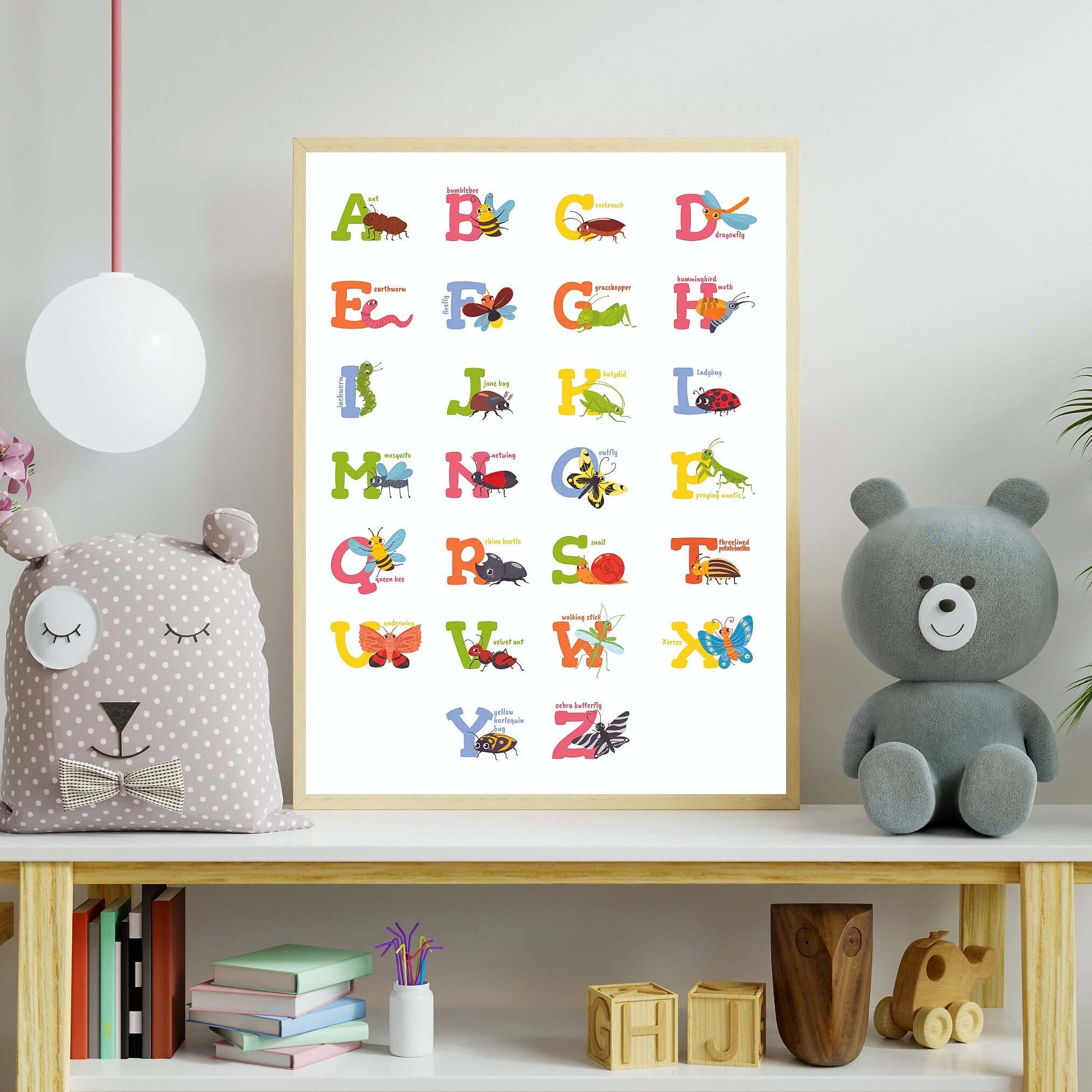 Educational Wall Art, Alphabet Letters, ABC Leaning, Digital Art, Kids ...