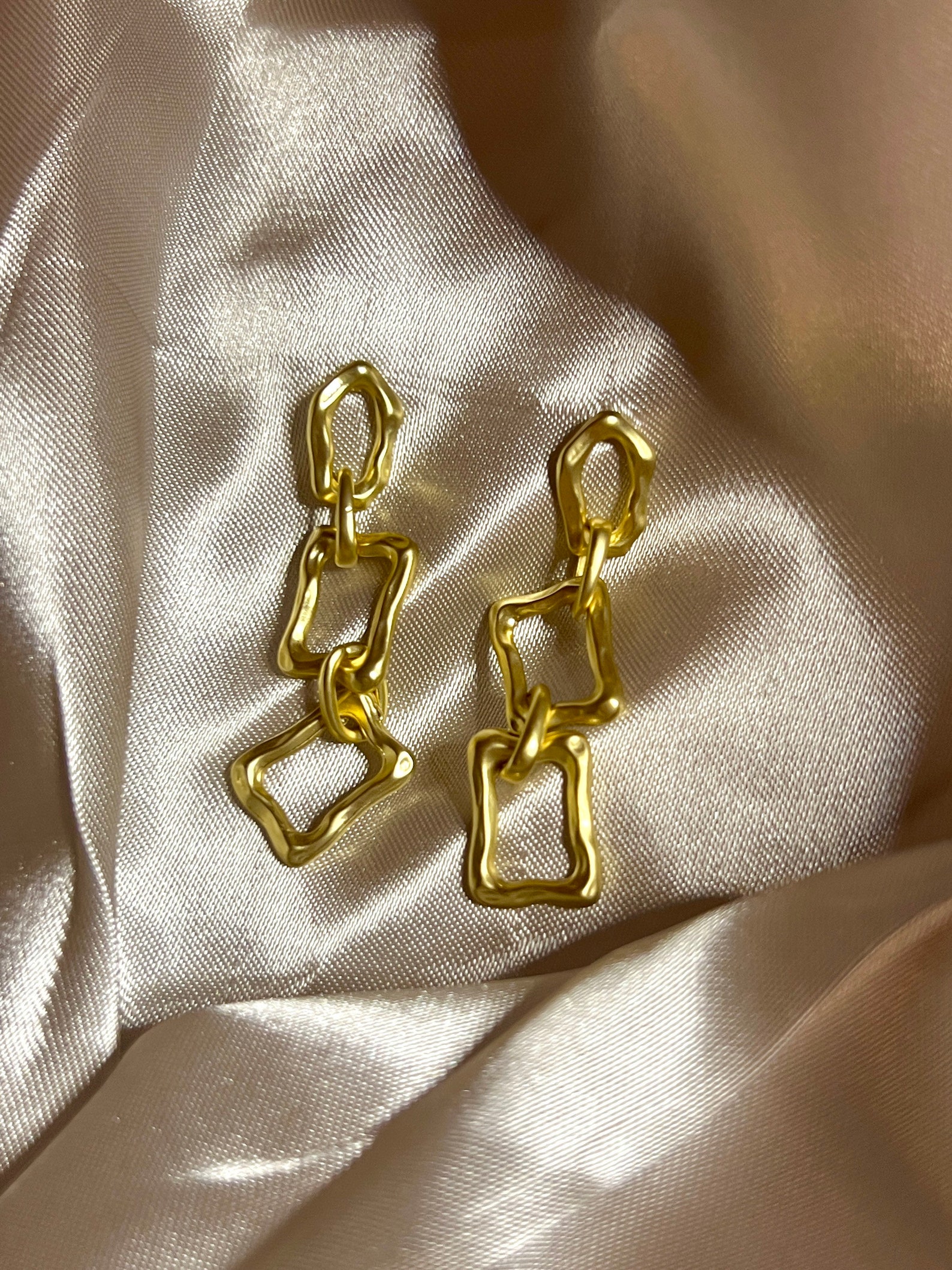 Irregular 18k Gold Plated Dangle Earrings: Liquid Metal Drop - Etsy