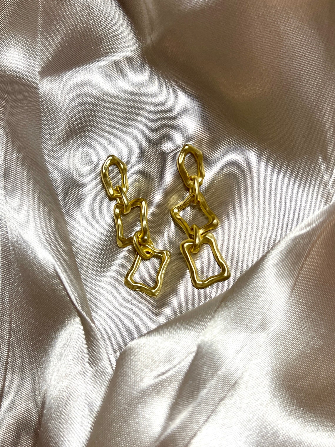 Irregular 18k Gold Plated Drop Earring Liquid Earring Melted - Etsy