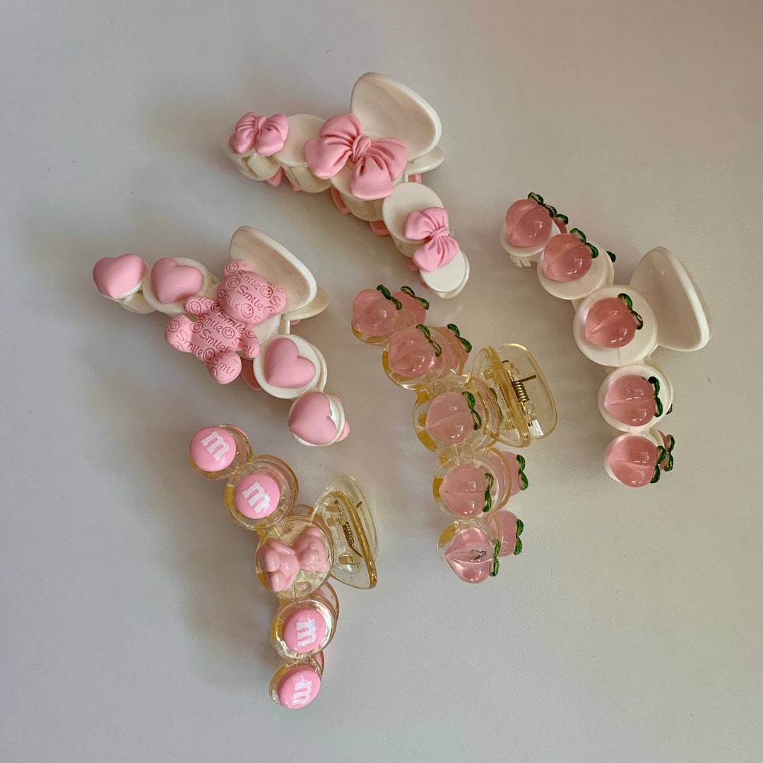 Set of 5 Pink Peachy Plastic Claw Clips - Etsy
