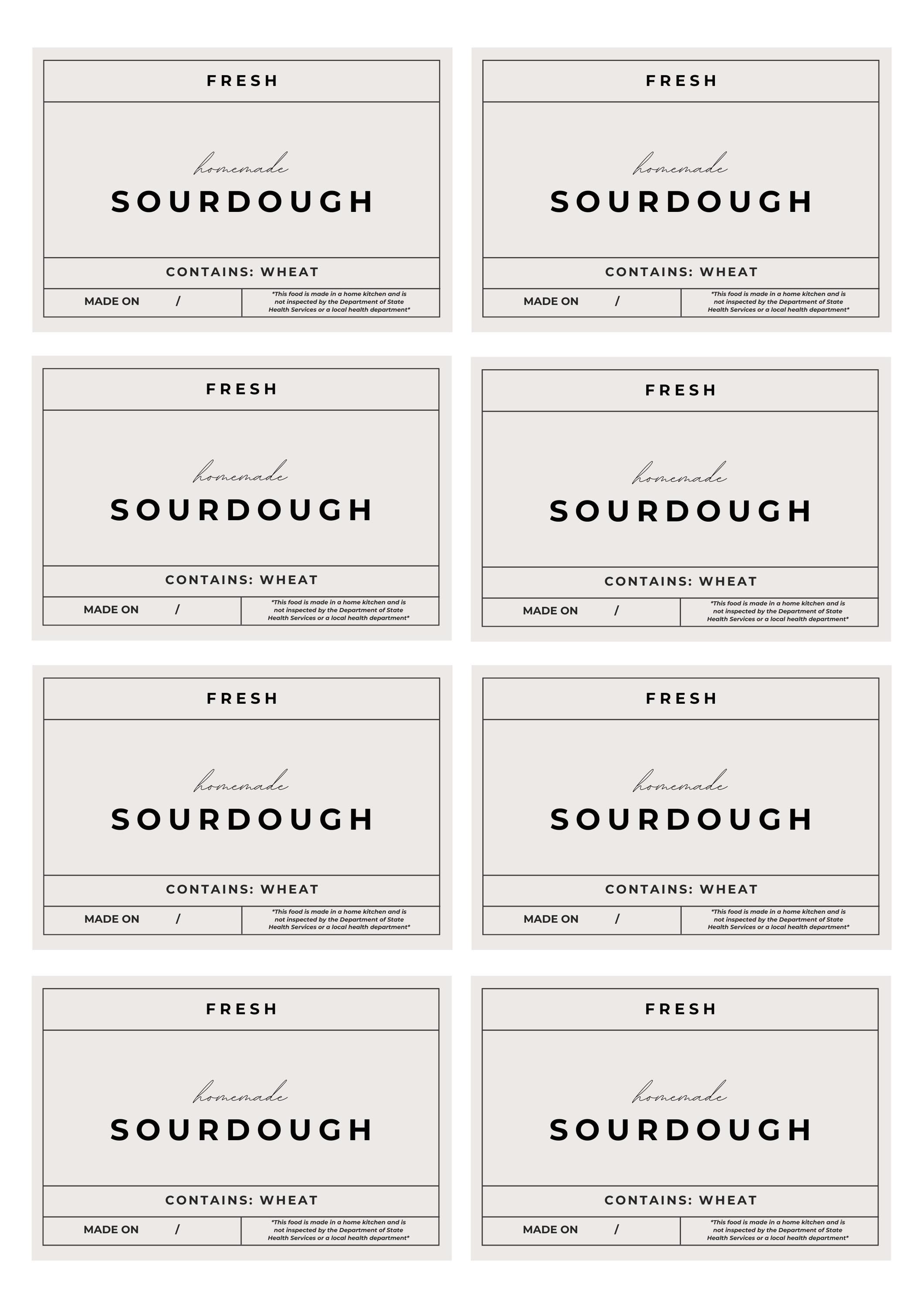 Printable Sourdough Bread Label | Rustic Bakery Design (instant ...