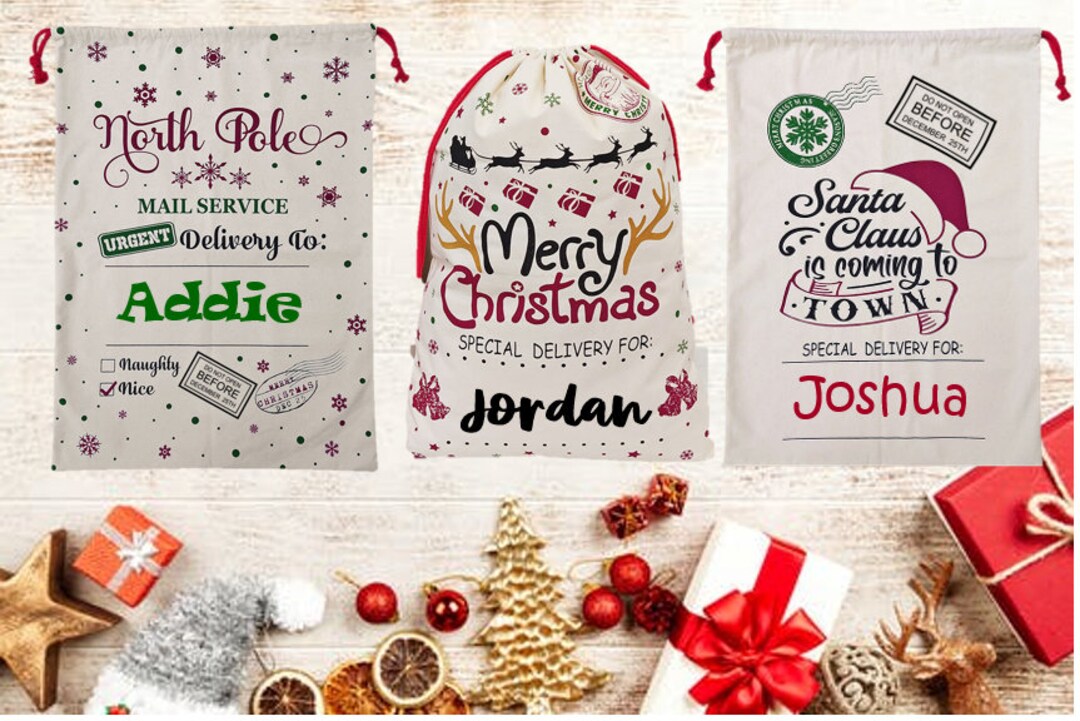 Personalized Santa Sack, Santa Bag for Christmas, Christmas Gift Bag ...