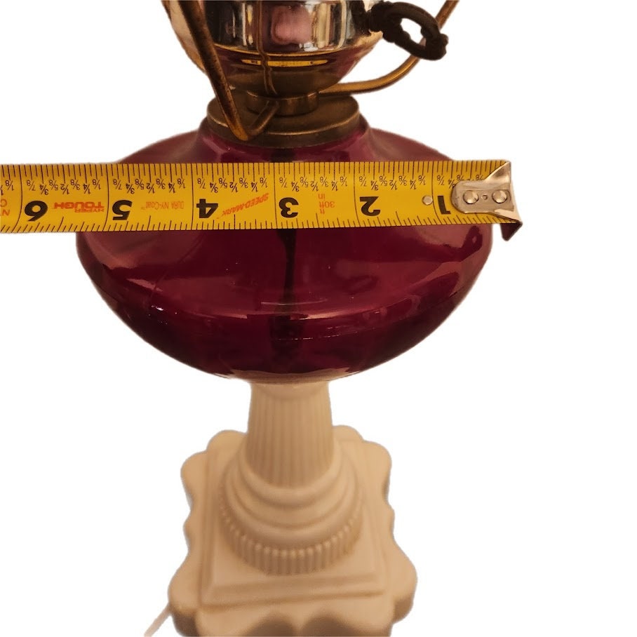 Vintage Milk Glass & Cranberry Glass Table Lamp - Etsy