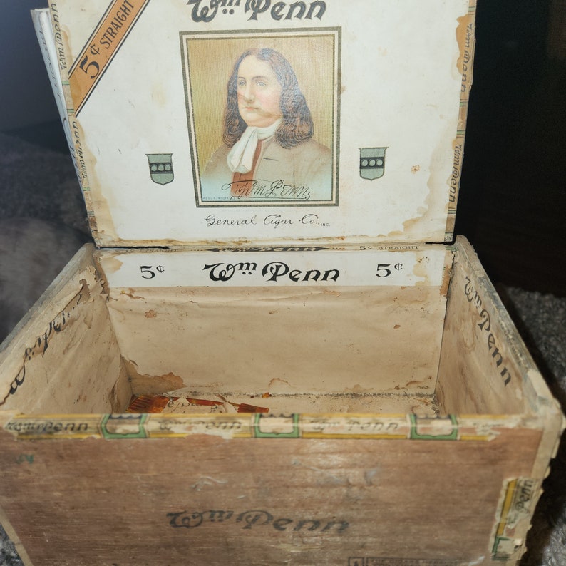 Vintage Wood WM Penn Cigar Box - Etsy