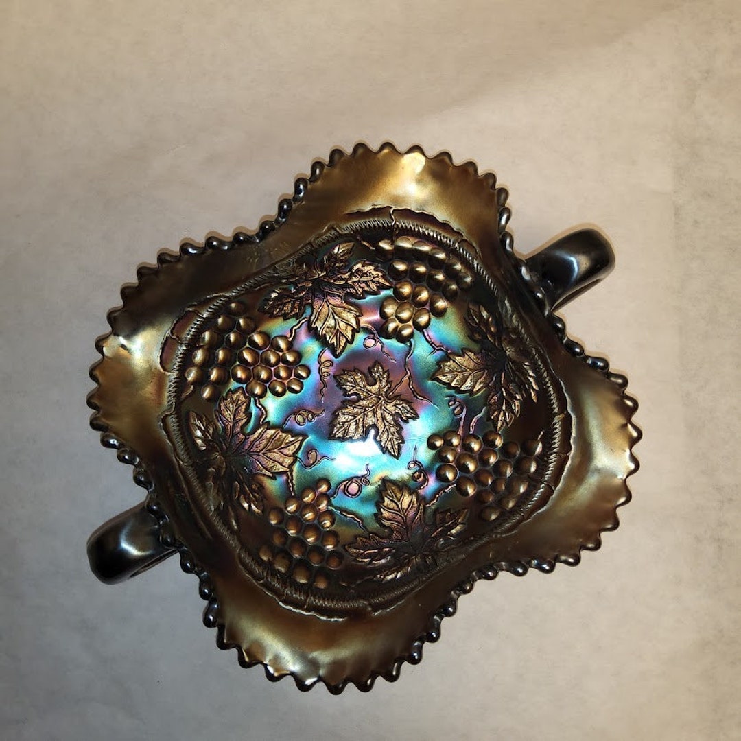 Vintage Northwood Grape and Cable Bon Bon Nappy Two Handled Dish 1909 ...